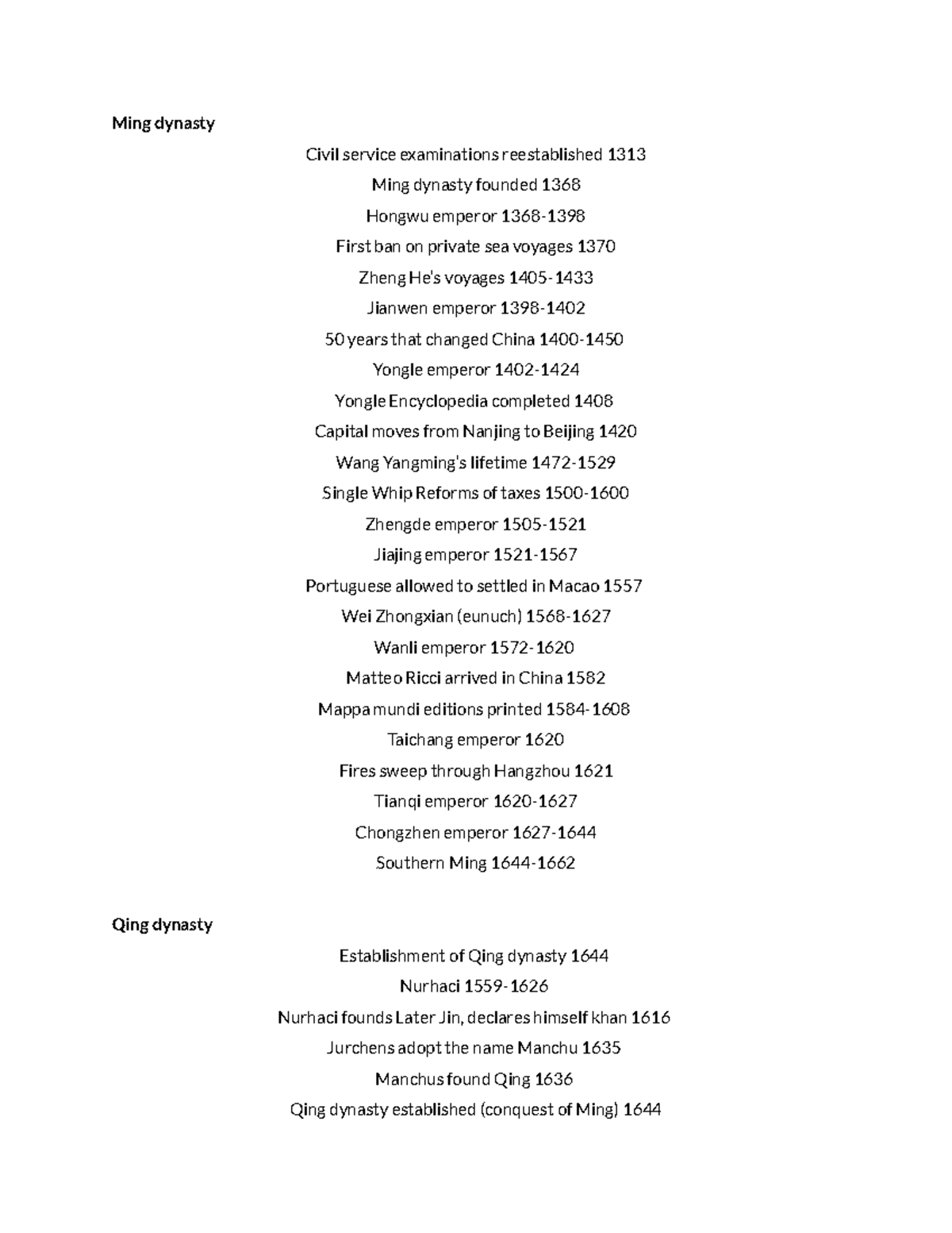 Ming + Qing Chronology - Ming dynasty Civil service examinations ...