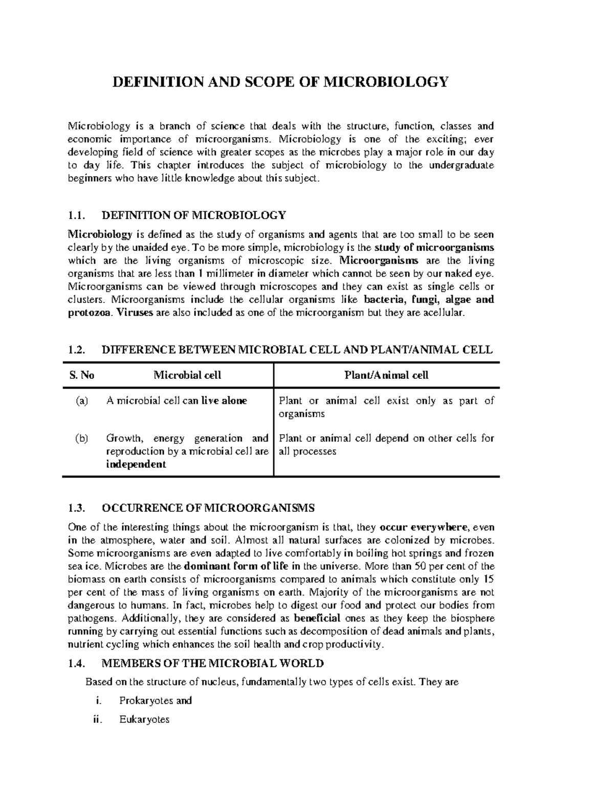 Definition and scope of Microbiology - DEFINITION AND SCOPE OF ...
