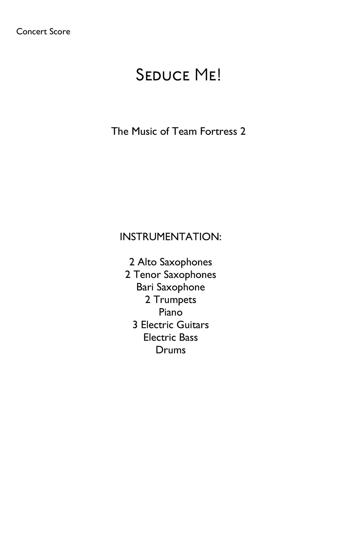 Seduce Me - Score and parts - Seduce Me! ####### The Music of Team ...