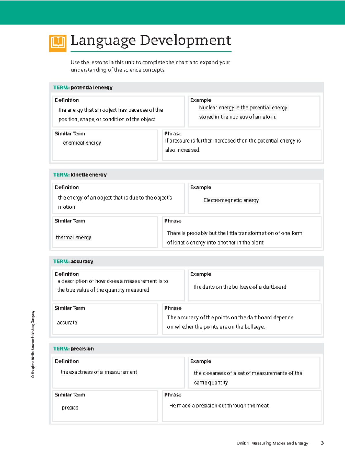Language Dev Unit 1 page 3 to 4 - © Houghton Mifflin Harcourt Publishing Company© Houghton ...