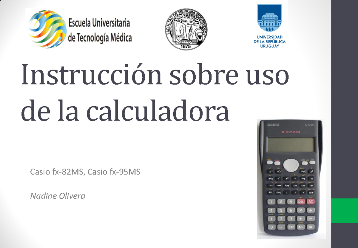 Uso de la calculadora modo estadistico - Instrucción sobre uso de la calculadora Casio fx-82MS ...
