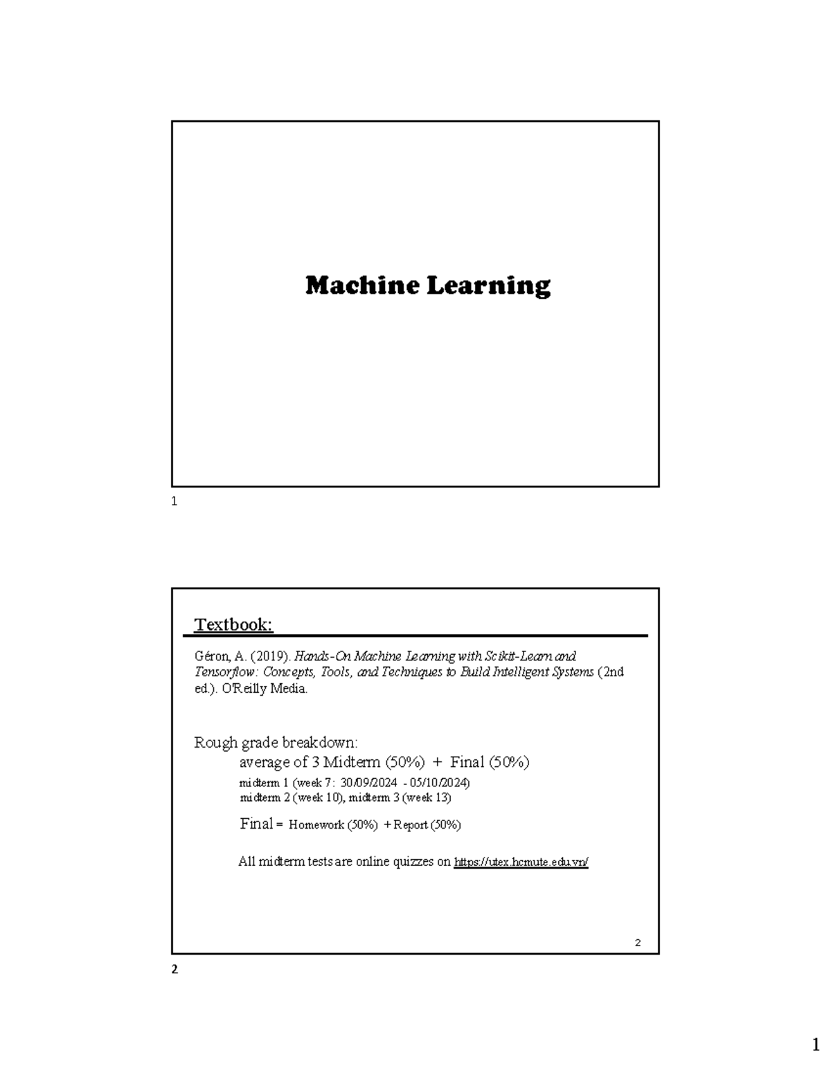 01-Intro - Giới thiệu môn học - Machine Learning 2 Textbook: Géron, A ...