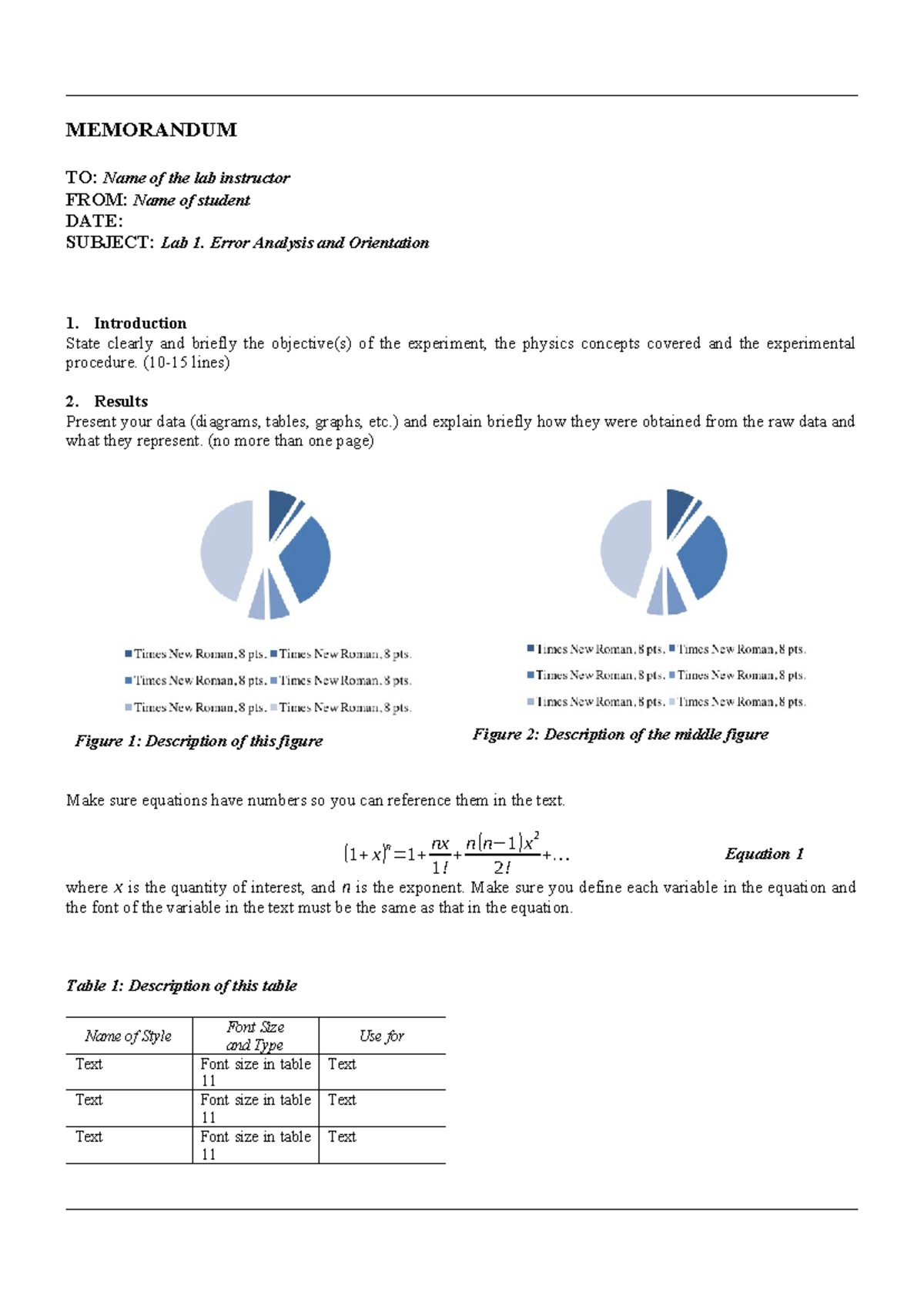 Lab Memo Template - sfgvdsv - MEMORANDUM TO: Name of the lab instructor ...