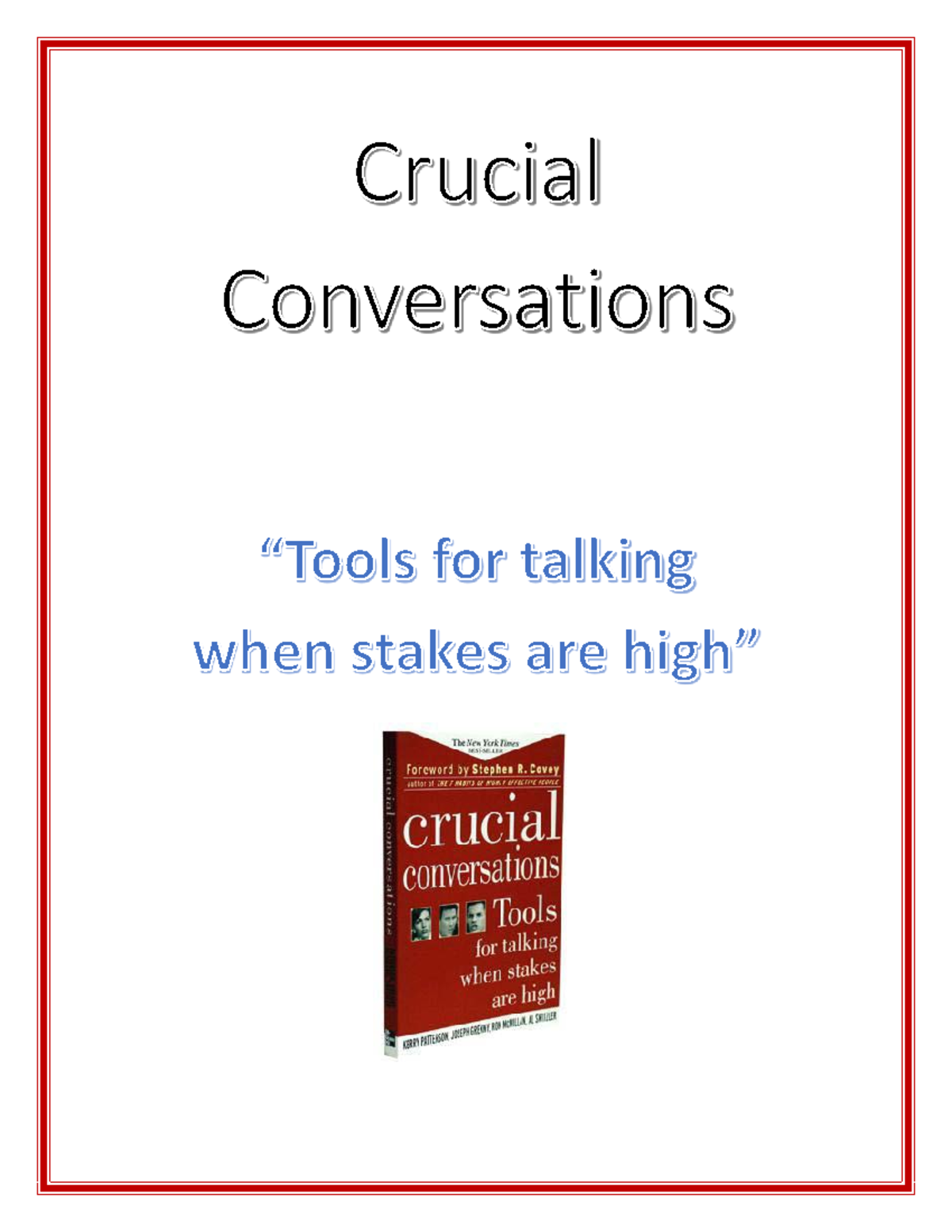 Crucial Conversations -Handout - Participant Preparation Sheet ...