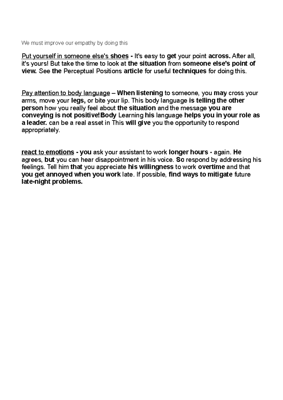 20. We must improve our empathy sense - We must improve our empathy by ...