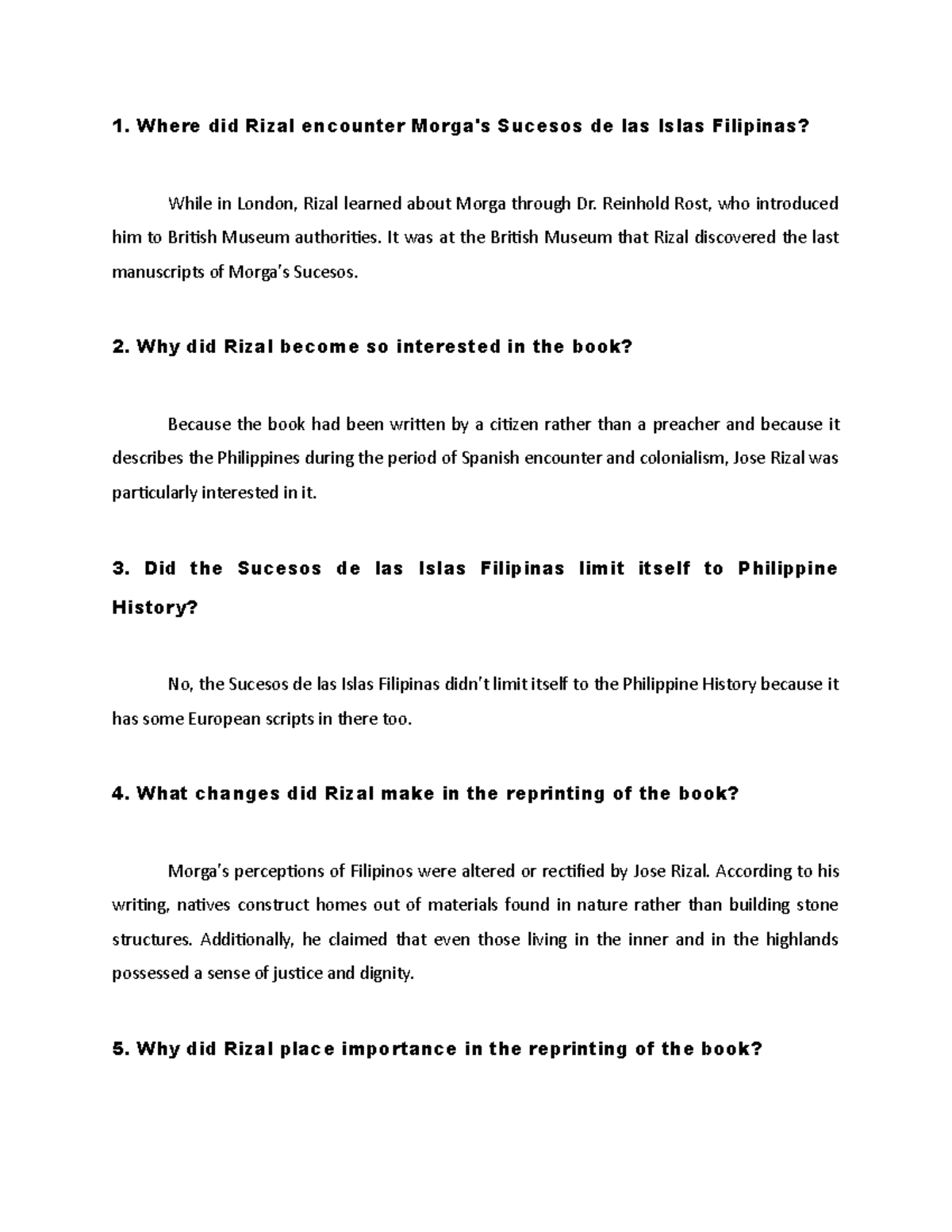 M1 - Lecture 3-4 Rizal Writing - Where did Rizal encounter Morga's ...