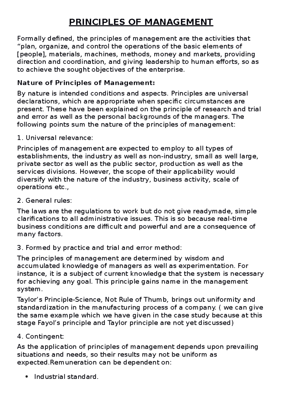 Principles OF Management - PRINCIPLES OF MANAGEMENT Formally defined ...