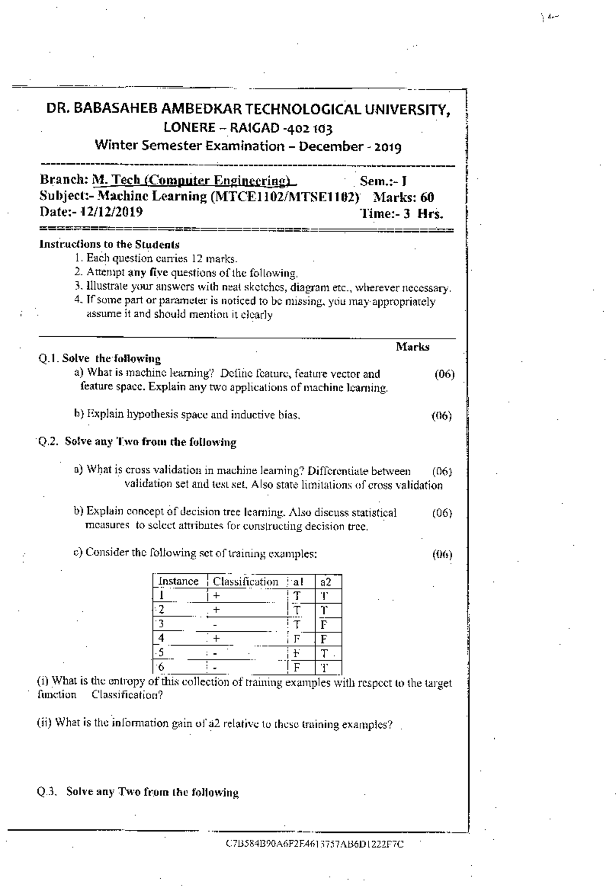 Mtech 1 sem comp machine learning mtce1102 dec 2019 - Computer ...