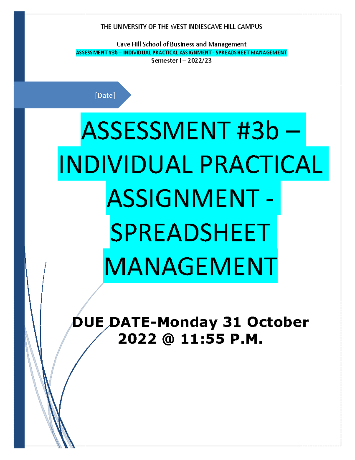 A03b-MGMT 1000 Indvidual Practical Assignment 3b - Cave Hill School of ...