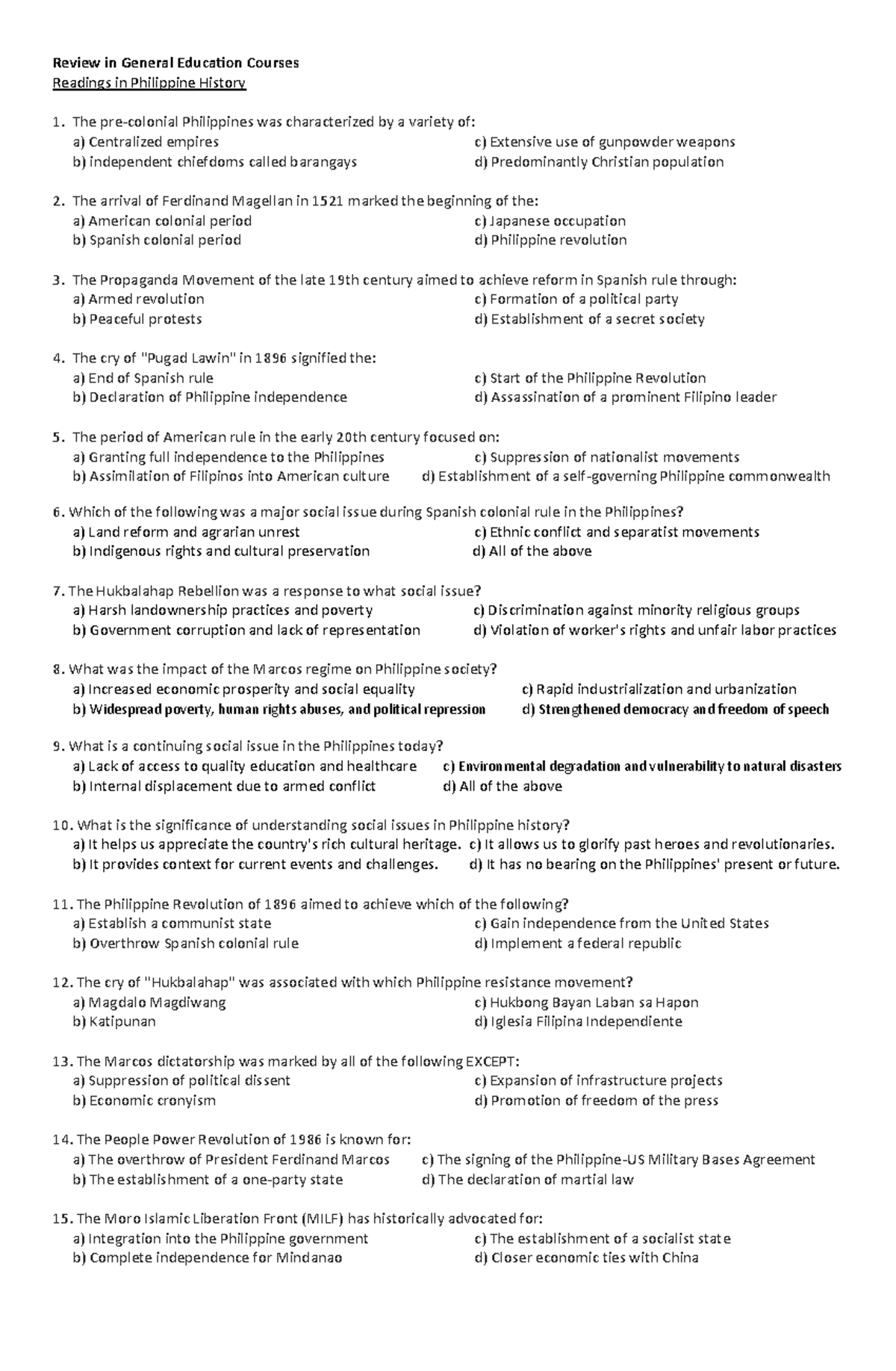 Review in Gen Ed RPH - Review in General Education Courses Readings in ...