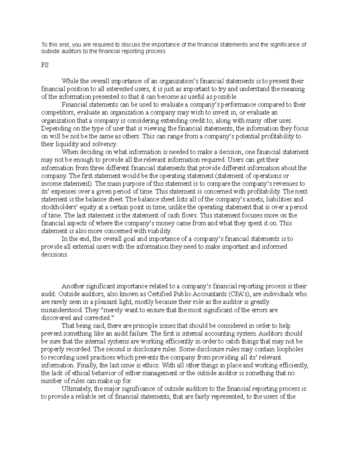 Accounting Discussion Board 2 - Grade: A+ - To this end, you are ...