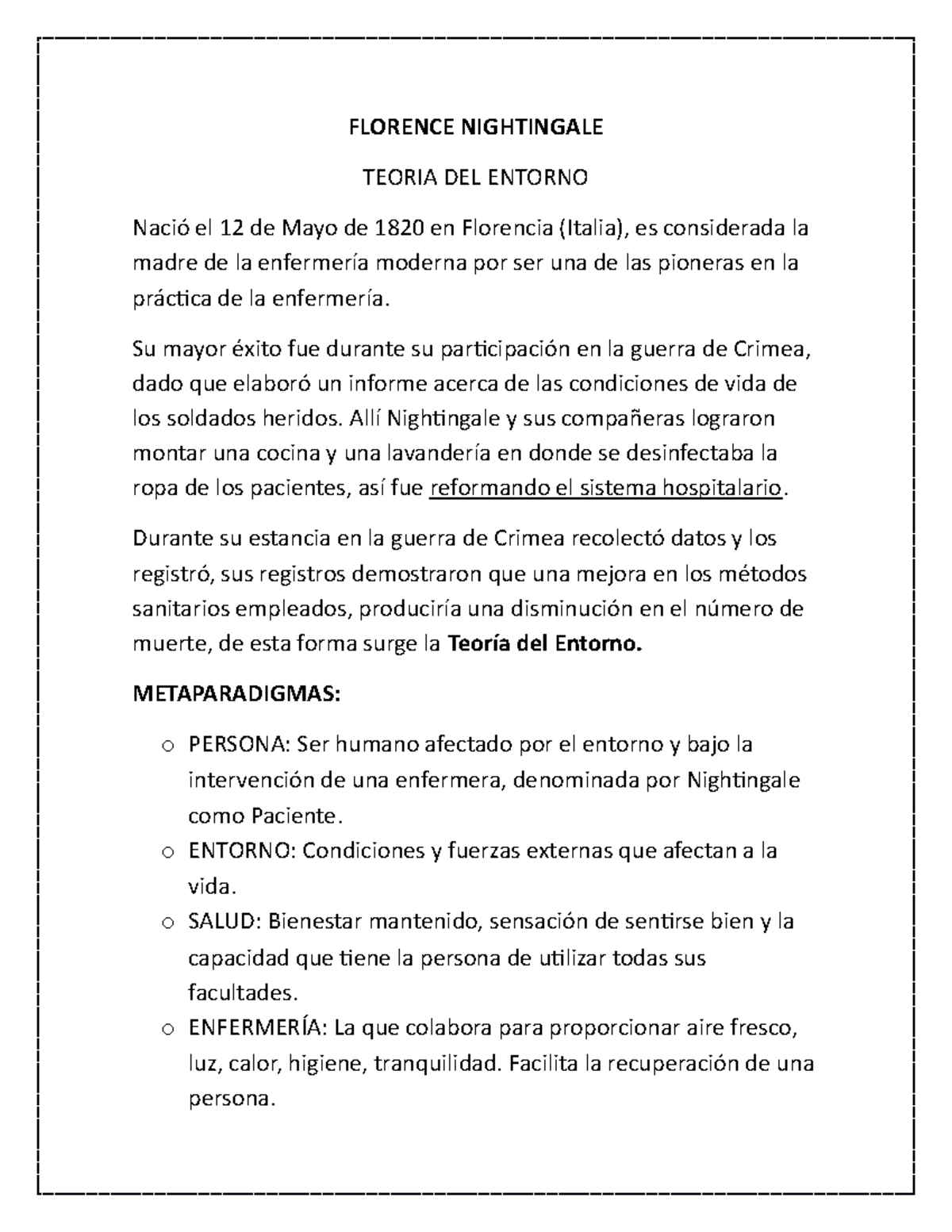 Principales Teorias - ... - FLORENCE NIGHTINGALE TEORIA DEL ENTORNO ...