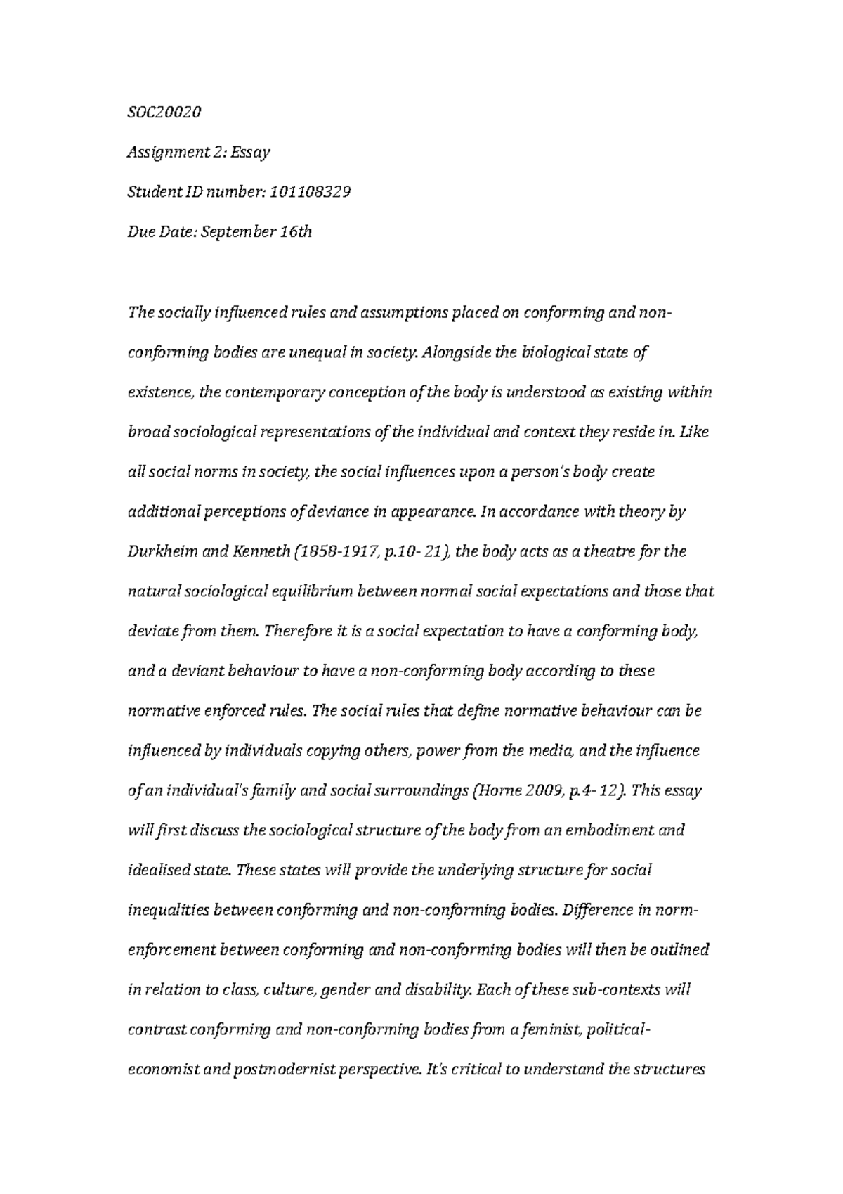 Final Deviance Essay 2 - Grade: 82 HD - SOC Assignment 2: Essay Student ...