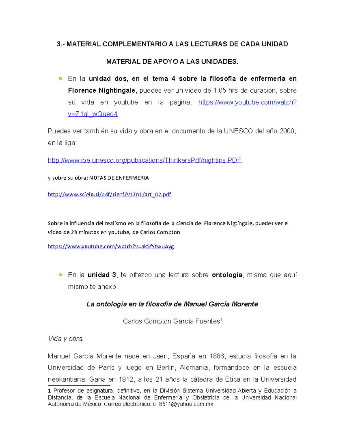La ontología en la filosofía de Manuel García Morente - 3.- MATERIAL COMPLEMENTARIO A LAS ...