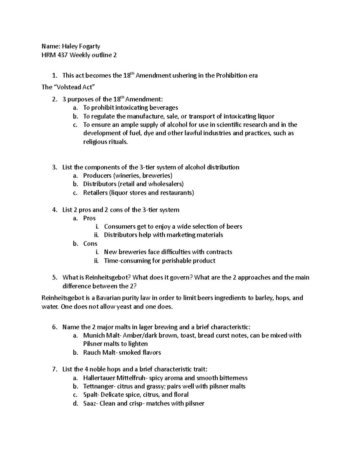 HRM 437 Weekly outline 2 - Name: Haley Fogarty HRM 437 Weekly outline 2 ...