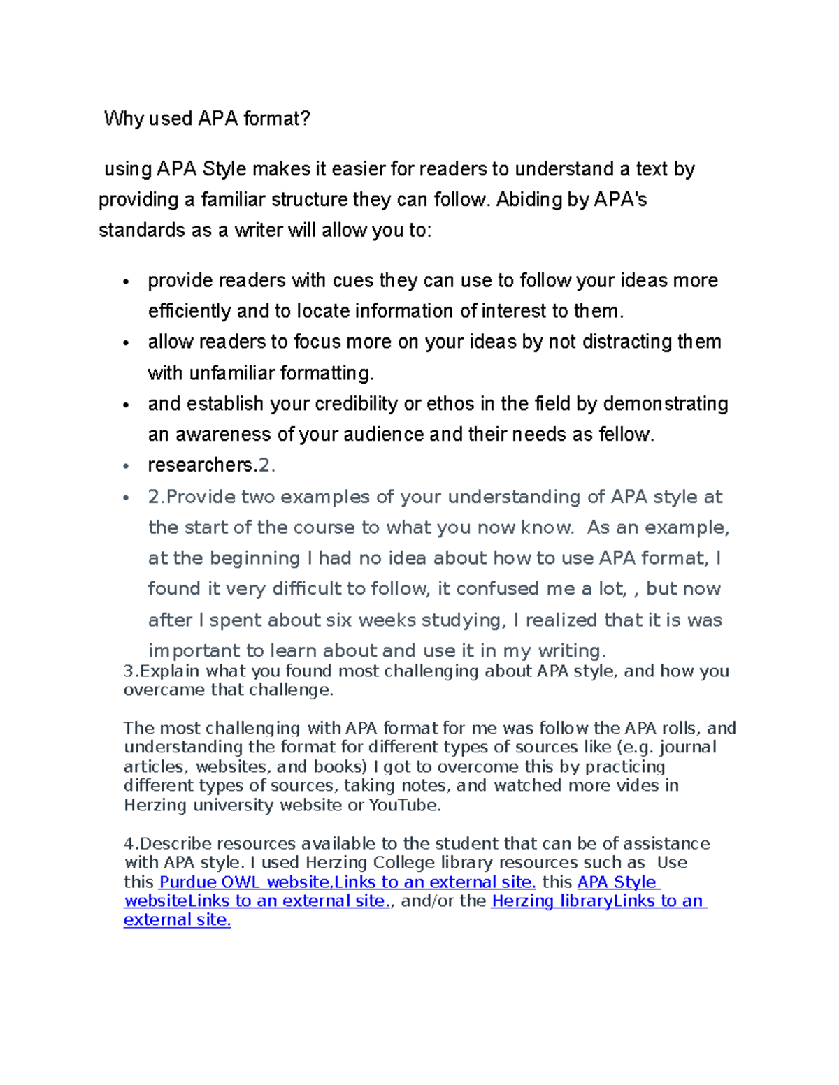 Why used APA format - assignment and discussion - Why used APA format ...