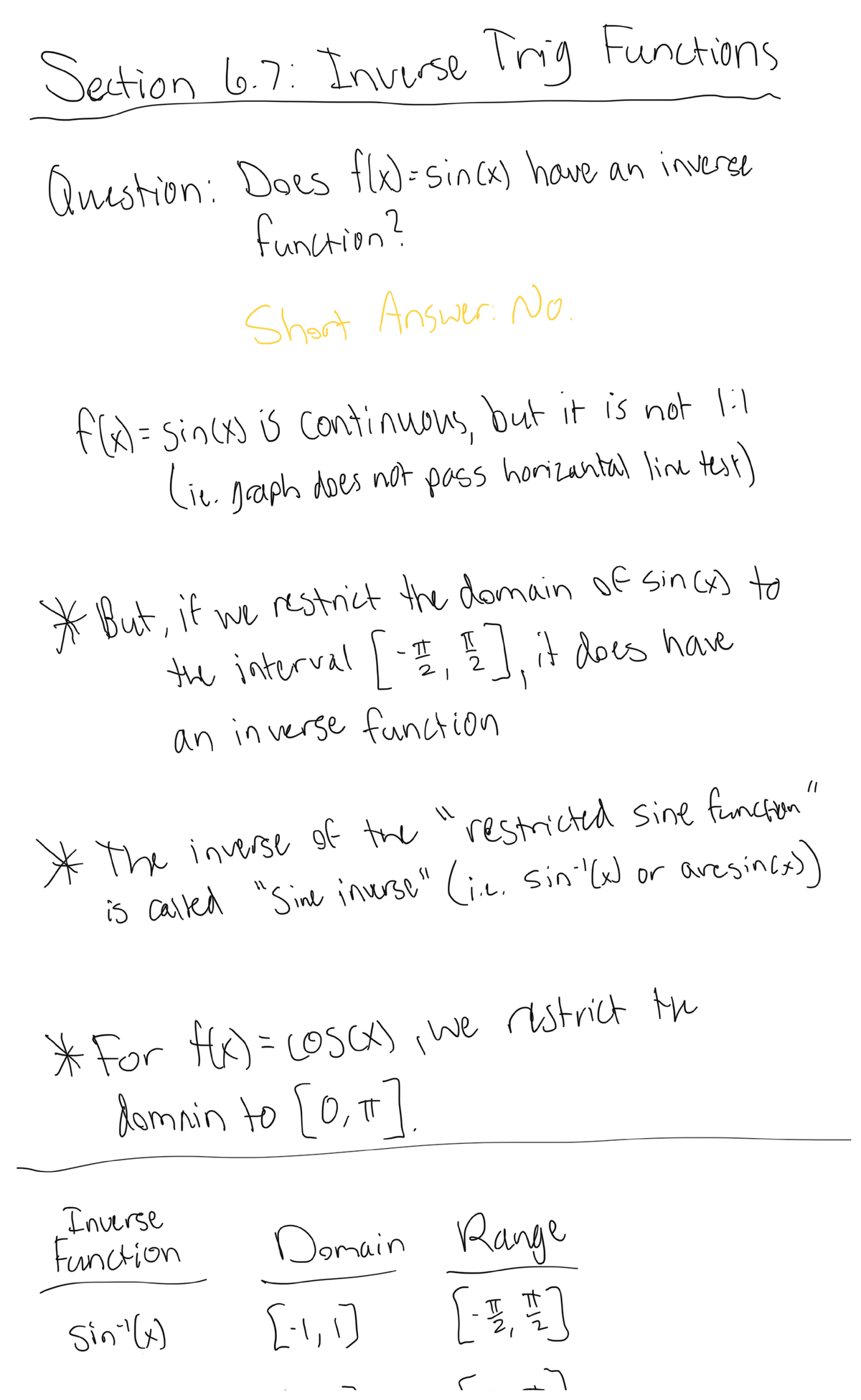 Section 6.7: Derivatives and Integrals Involving Inverse Trigonometric Functions - Studocu