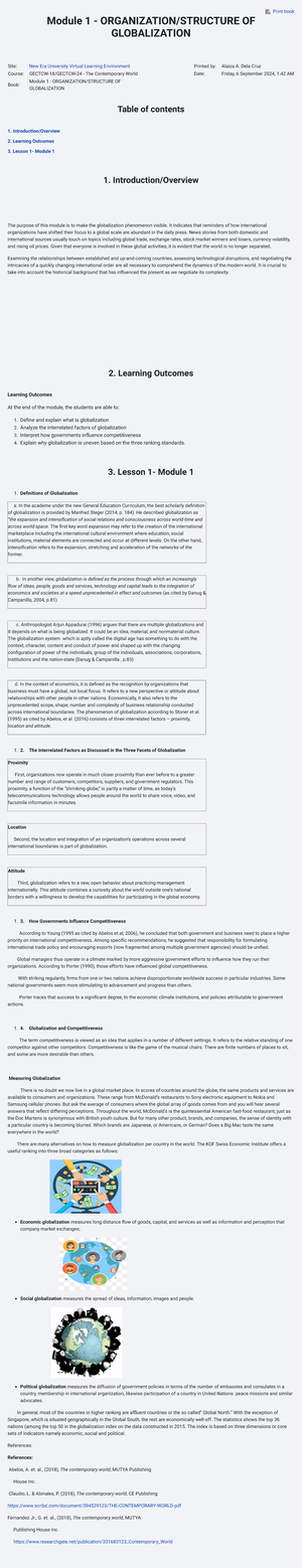Gectcw-18 Module - Lecture - Module 1 - ORGANIZATION/STRUCTURE OF GLOBALIZATION Lesson 1- Module ...