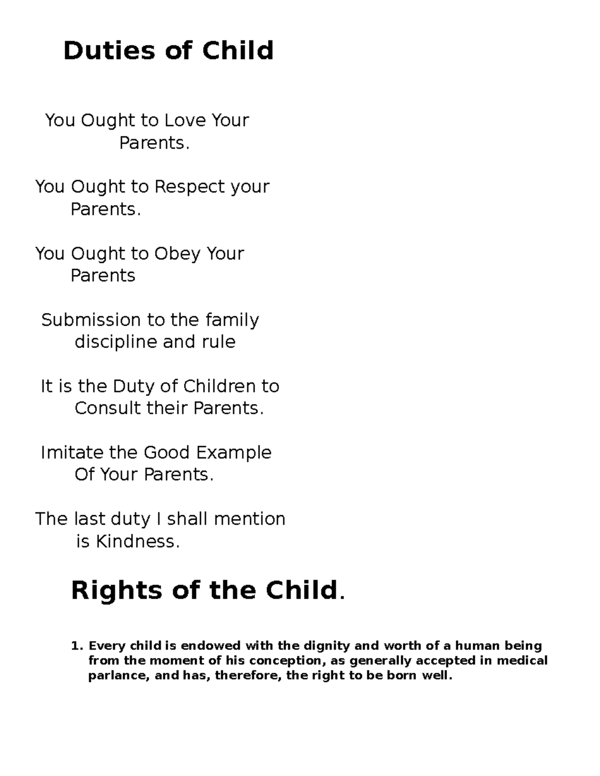 Duties of Child - Duties of Child You Ought to Love Your Parents. You ...