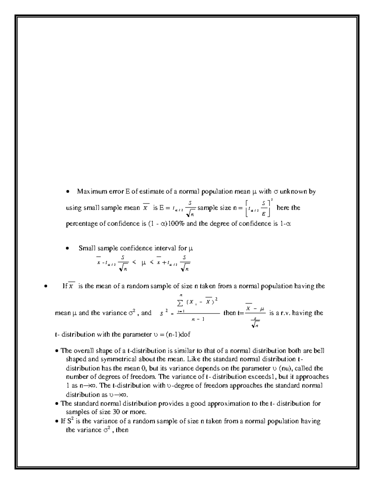 Unit 5 - NOTES - Maximum error E of estimate of a normal population ...