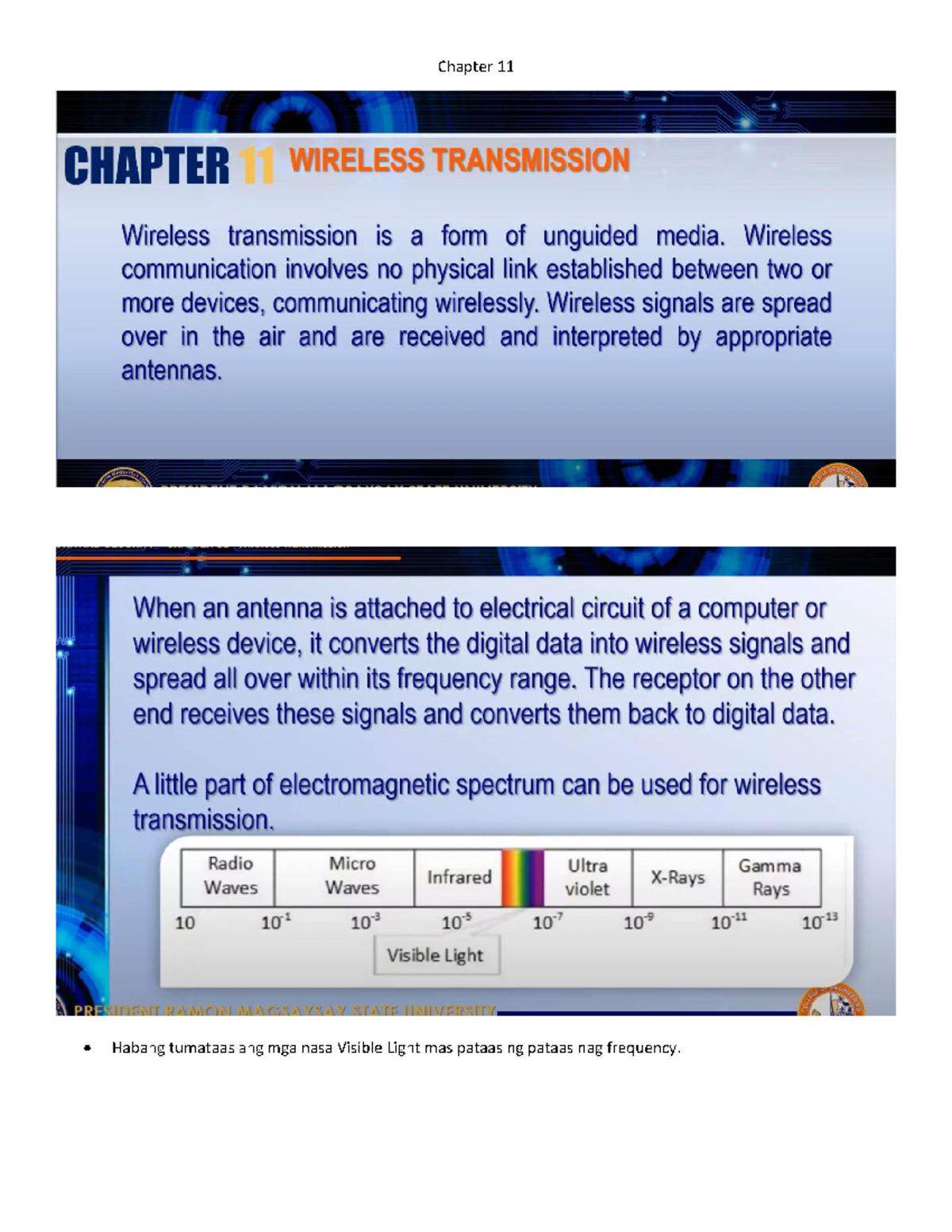 Computer Network and Security Chapter-11-12 - Chapter 11 CHAPTER WIRELESS TRANSMISSION Wireless ...