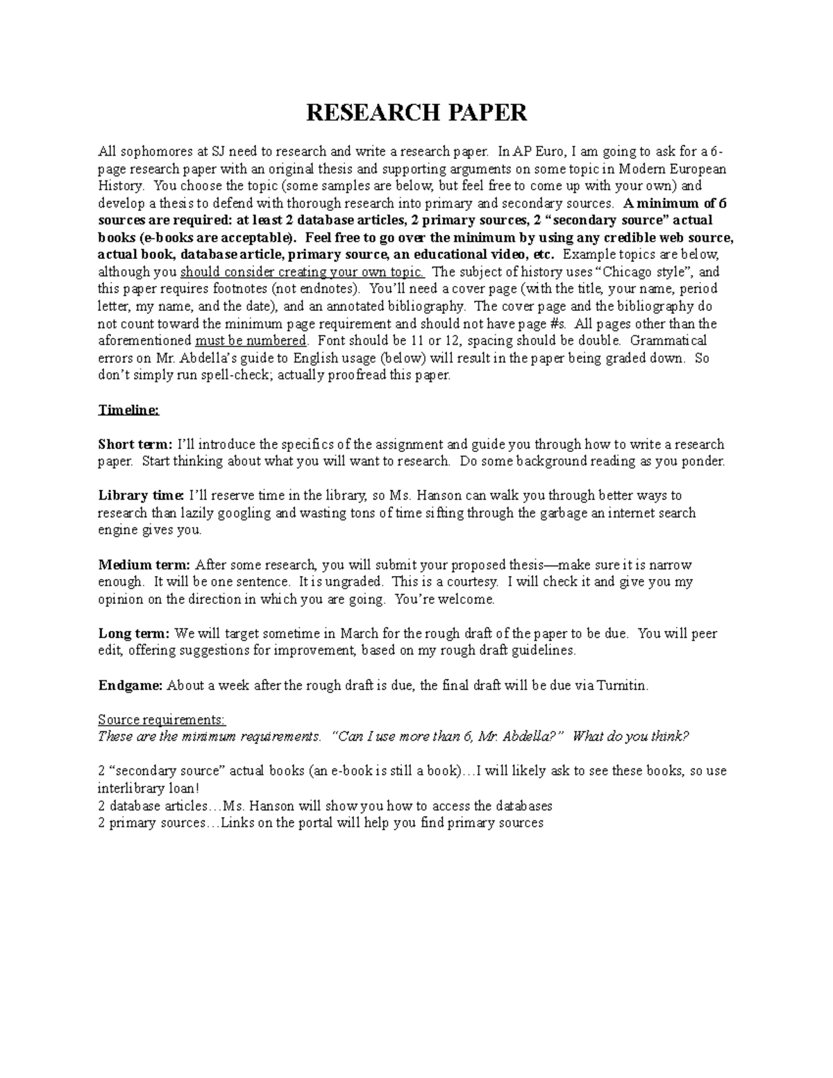 Apmehpaper 21 - Essay worth 10% semester grade - RESEARCH PAPER All ...