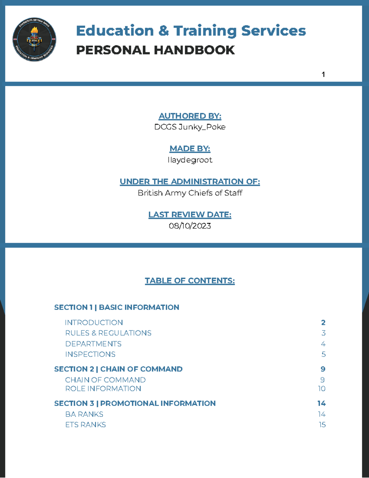 [ Updated] ETS Handbook - PERSONAL HANDBOOK 1 AUTHORED BY: DCGS Junky ...