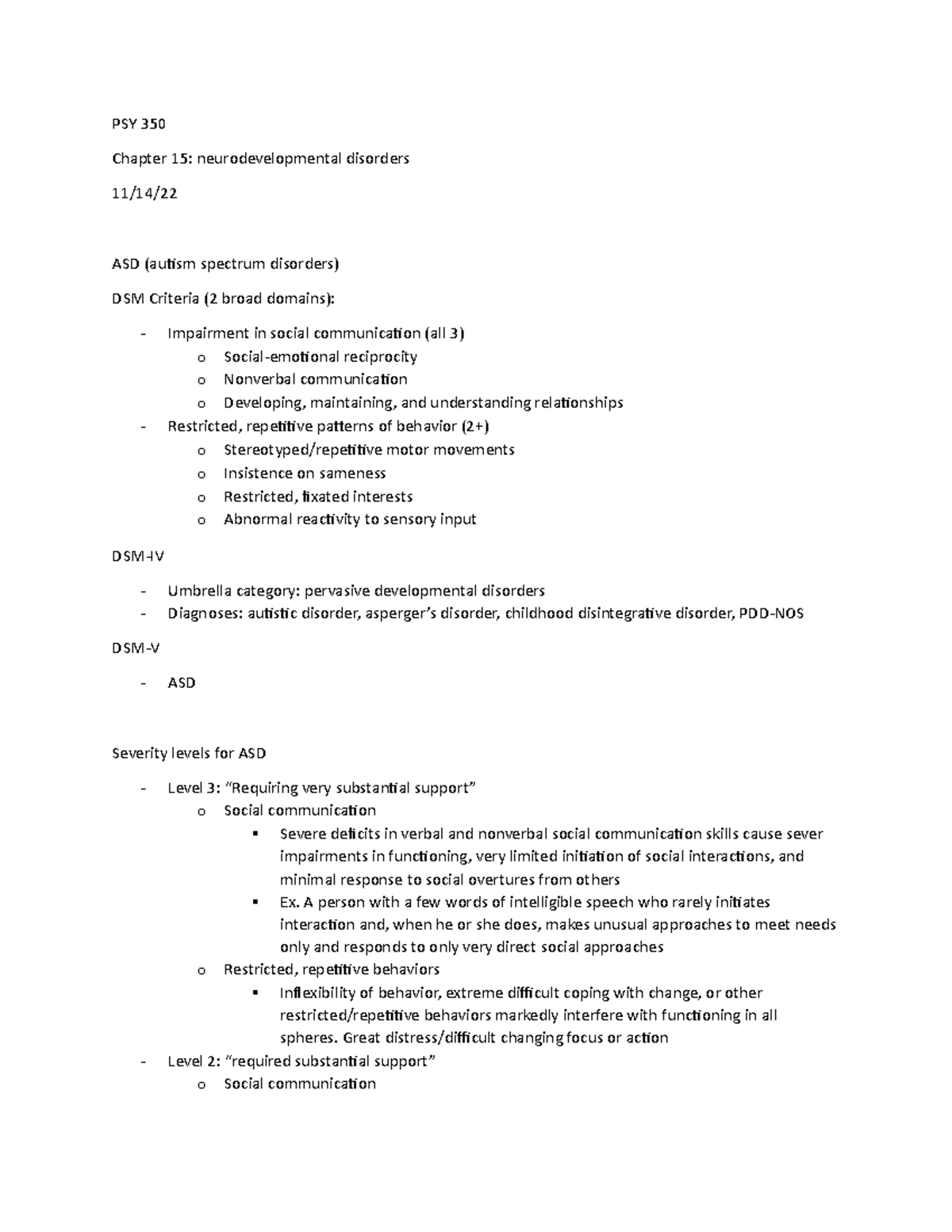Neurodevelopmental disorders - PSY 350 Chapter 15: neurodevelopmental ...