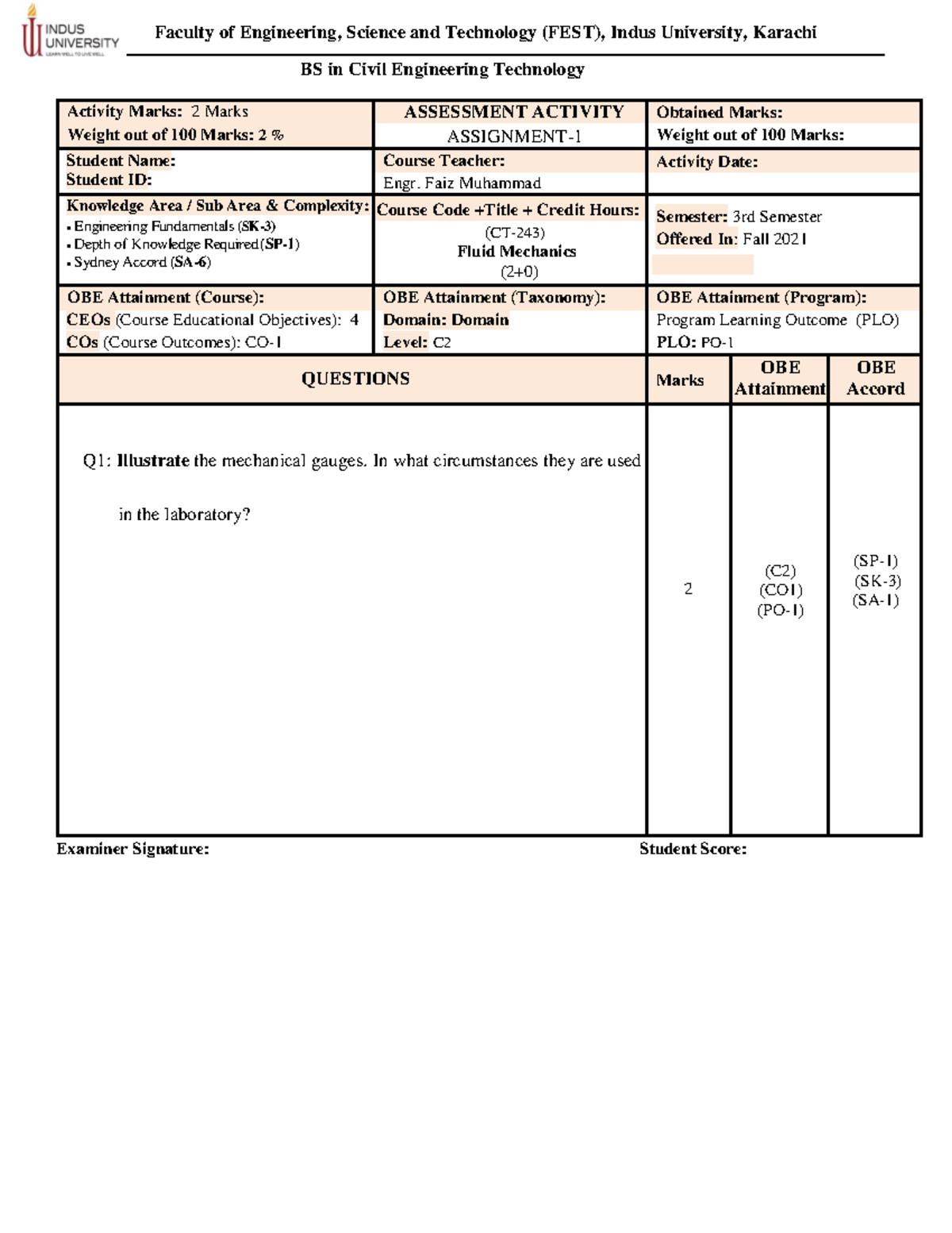 1.1Assignment 1 FM Fall 2021 - Faculty of Engineering, Science and ...