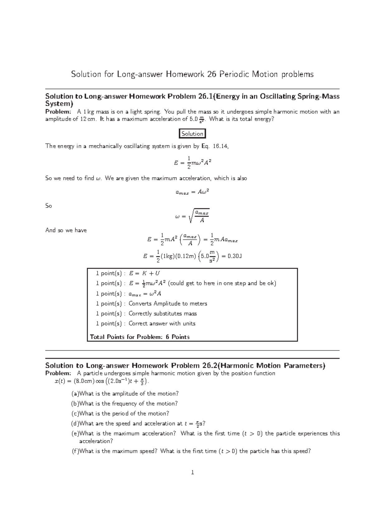 HW 26 - Long Homework Solution 26 - Solution for Homework 26 Periodic ...