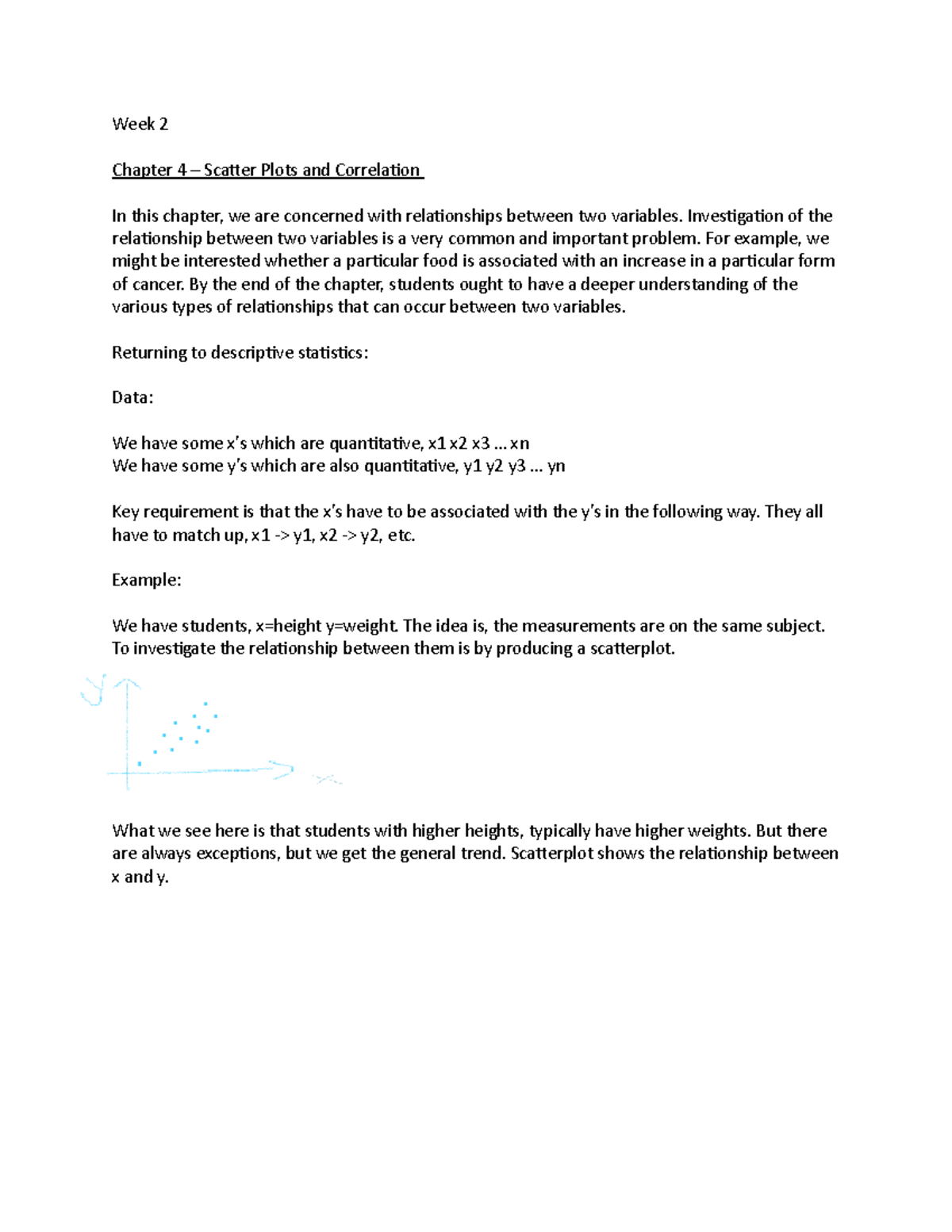 Week 2 - Lecture notes 2 - Week 2 Chapter 4 – Scatter Plots and ...