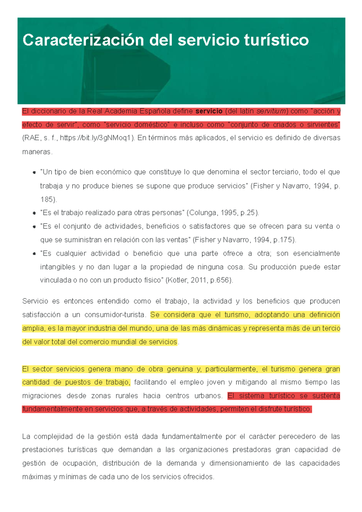 M1L1 - hguyg - Caracterización del servicio turístico El diccionario de ...