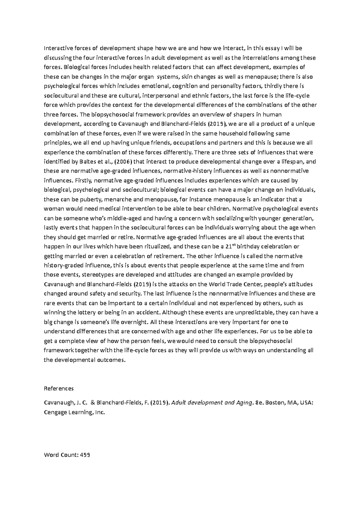 Assignment 1 Adult Development - Interactive forces of development ...