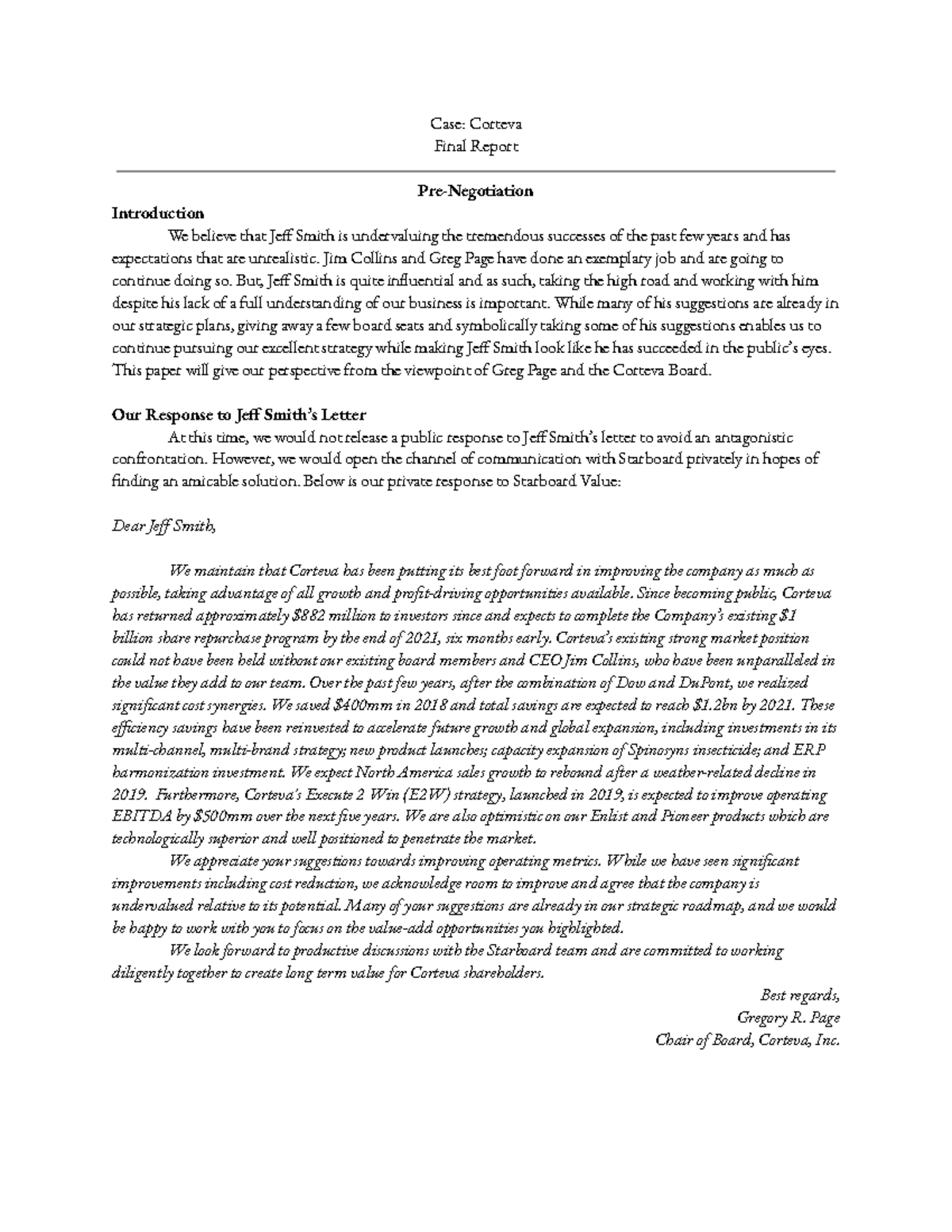 Corteva Report Final Report - Case: Corteva Final Report Pre ...