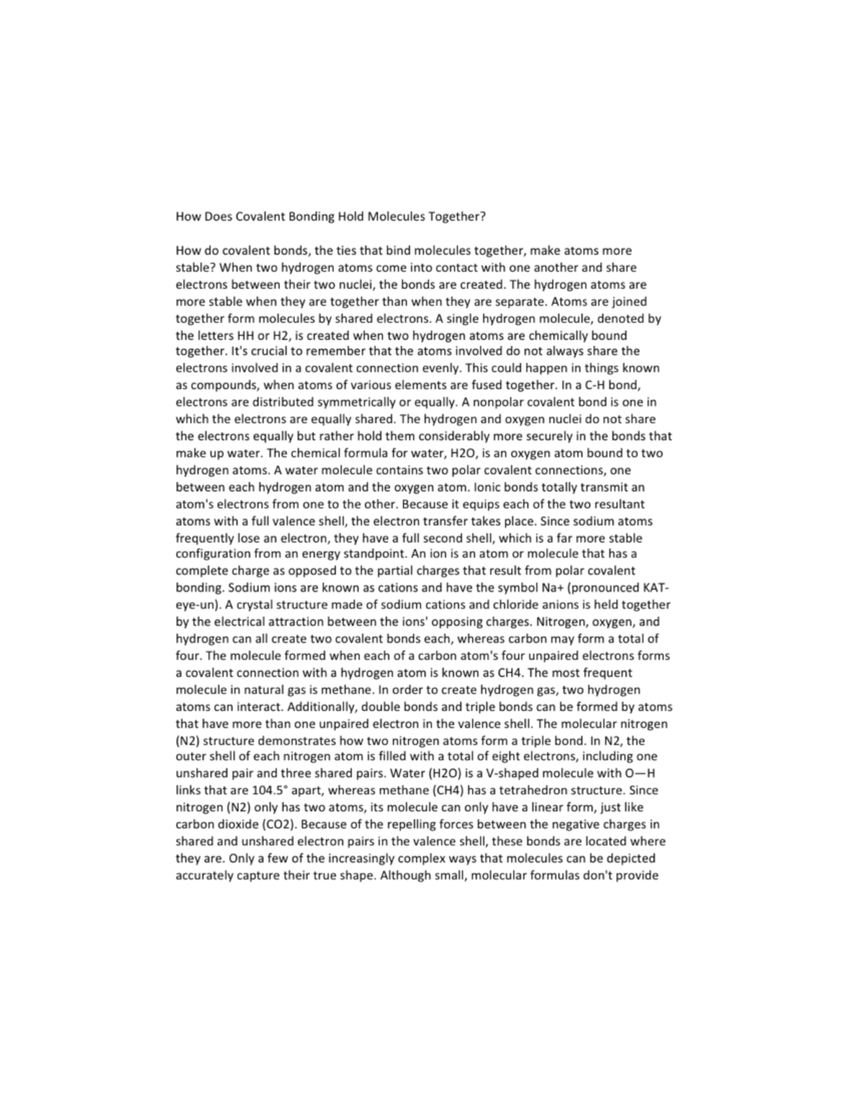 Covalent bonds - Detailed chapter summary curated to help understand ...