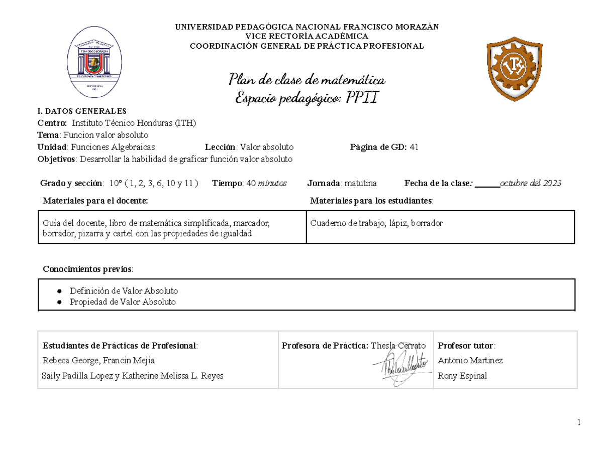 Plan 12 10° Funcion valor Absoluto v2.docx - UNIVERSIDAD PEDAGÓGICA ...
