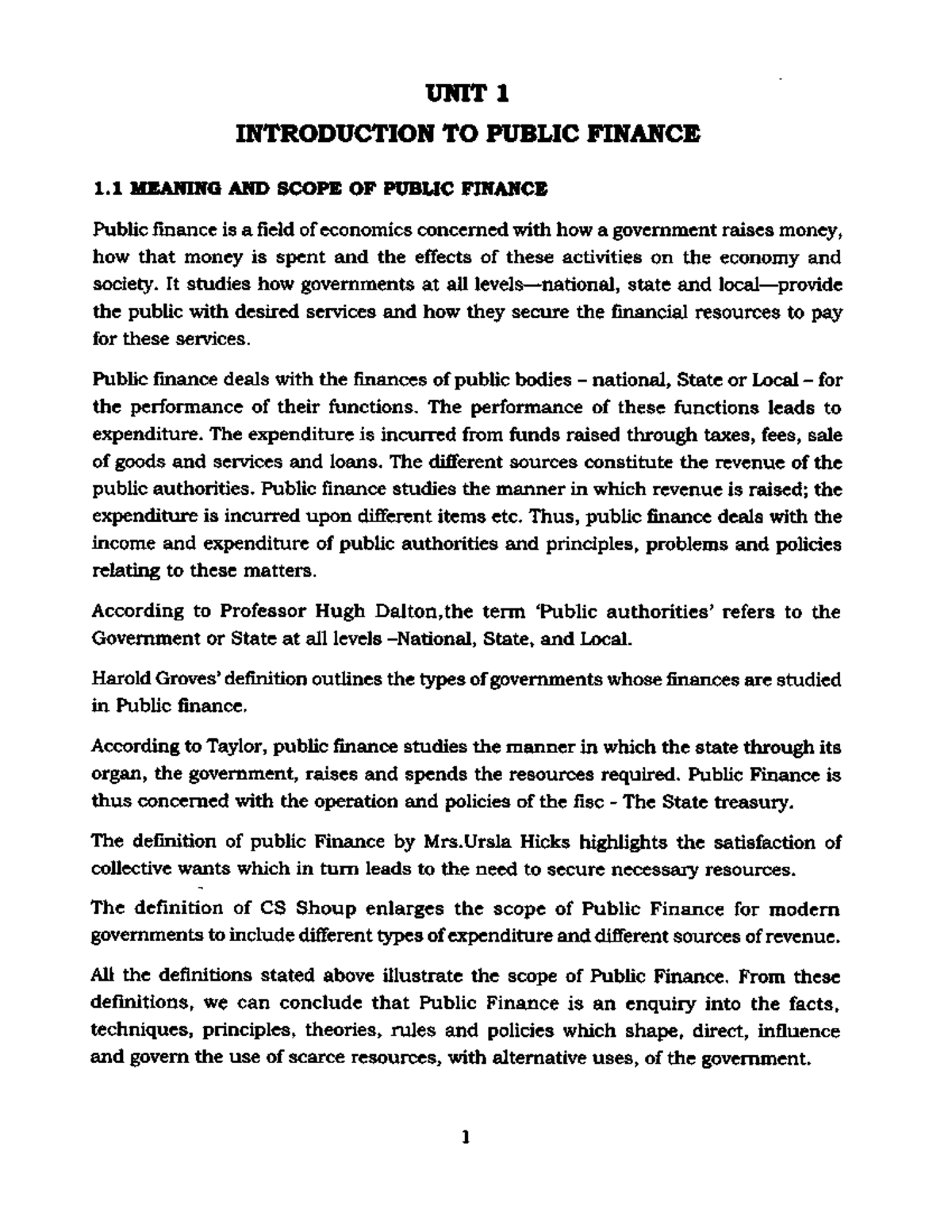 Introduction to Public Finance - Studocu