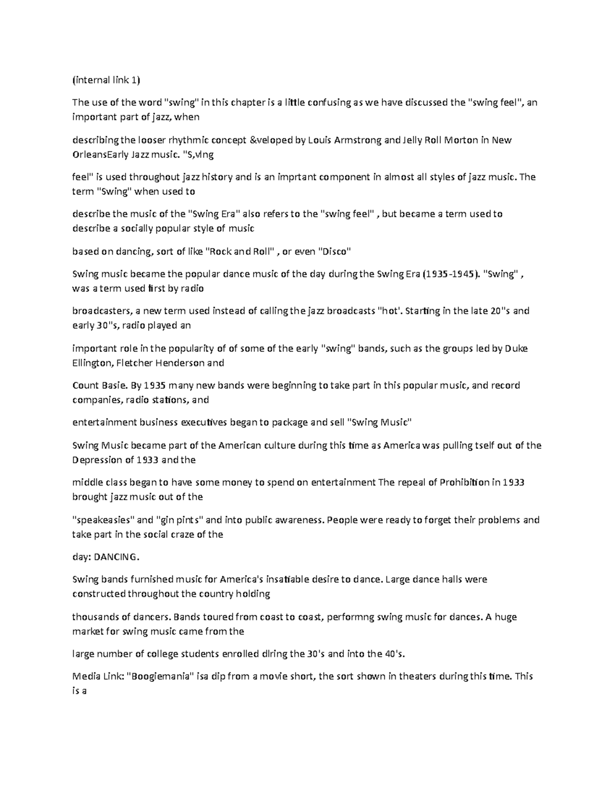 Swing era - Chapter - (internal link 1) The use of the word "swing" in ...