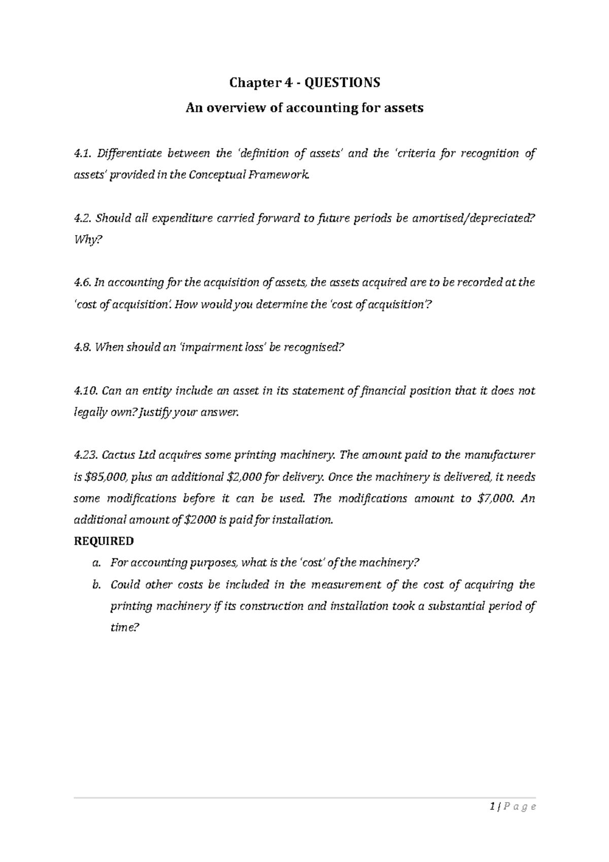 Textbook -Chapter 4 questions - Chapter 4 - QUESTIONS An overview of ...