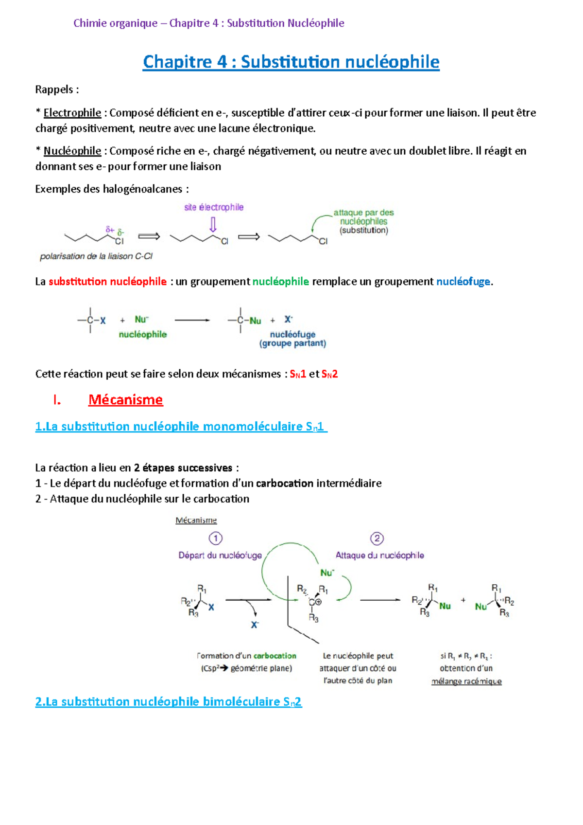 Chapitre 4 - Substitution nucléophile - Chapitre 4 : Substitution ...