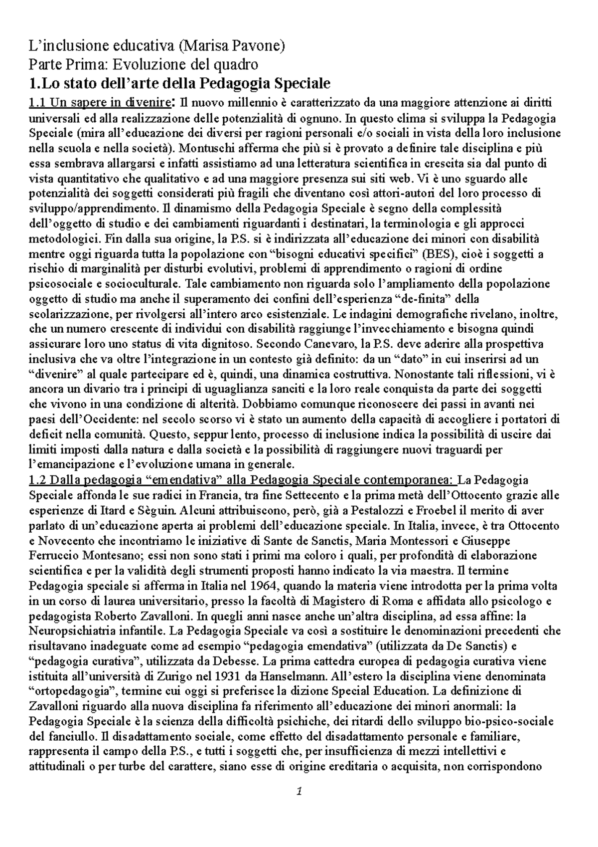 Inclusione educativa - educativa (Marisa Pavone) Parte Prima ...