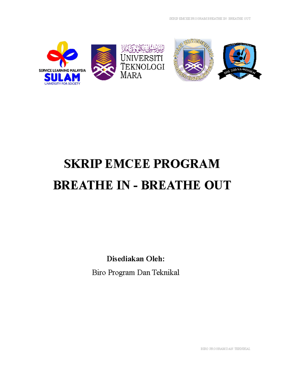 Skrip Emcee Breathe IN- Breathe OUT - SKRIP EMCEE PROGRAM BREATHE IN ...