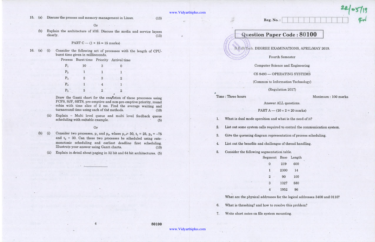 Operating Systems Question Paper 2 - Vidyarthiplus Vidyarthiplus Vidyarthiplus Vidyarthiplus ...