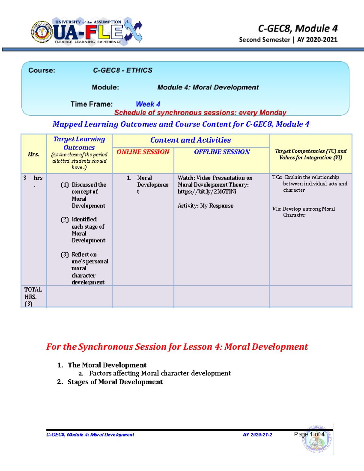 Ethics simplified Module 4 - Mapped Learning Outcomes and Course ...
