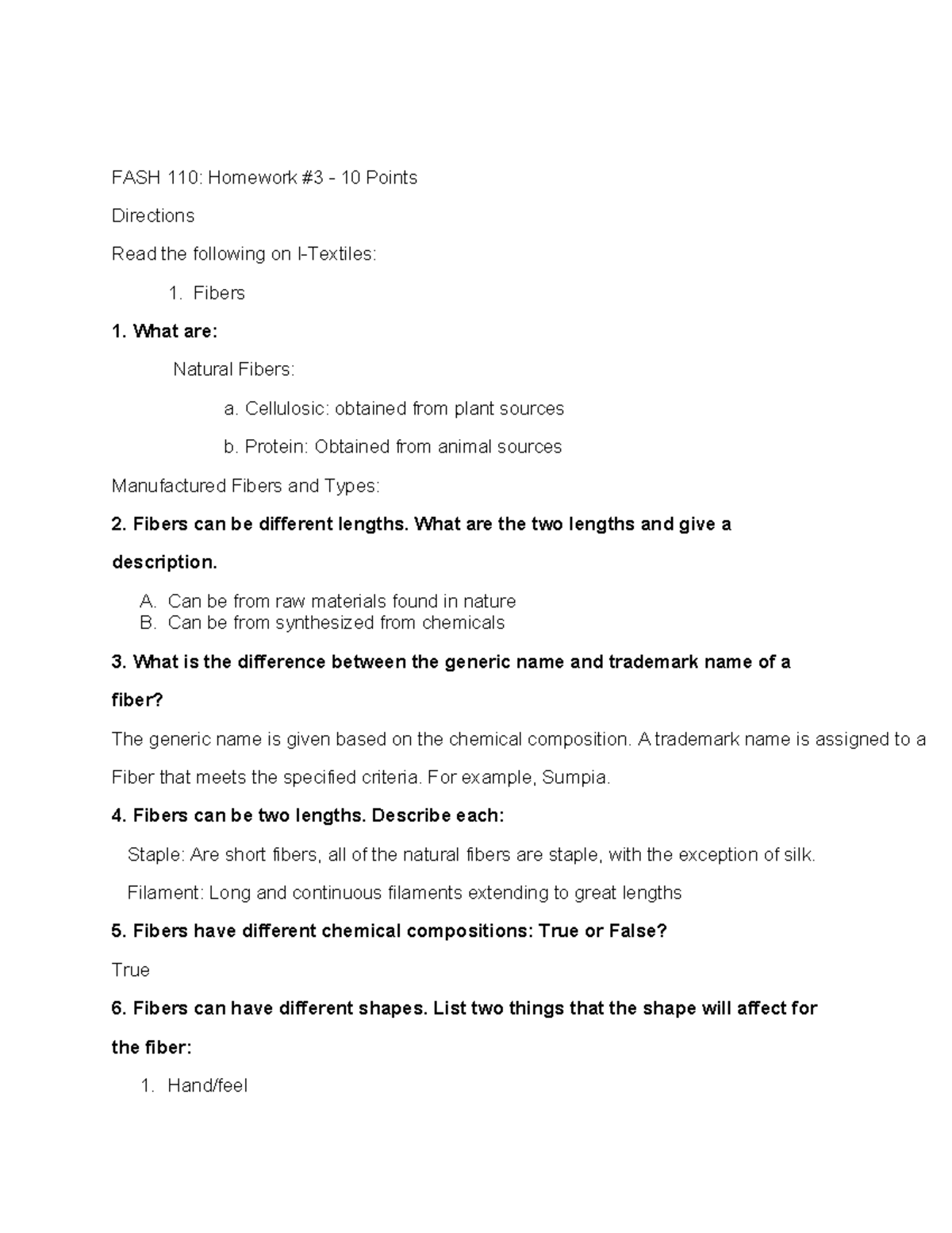 Homework 3 from the textiles online book - FASH 110: Homework 10 Points ...