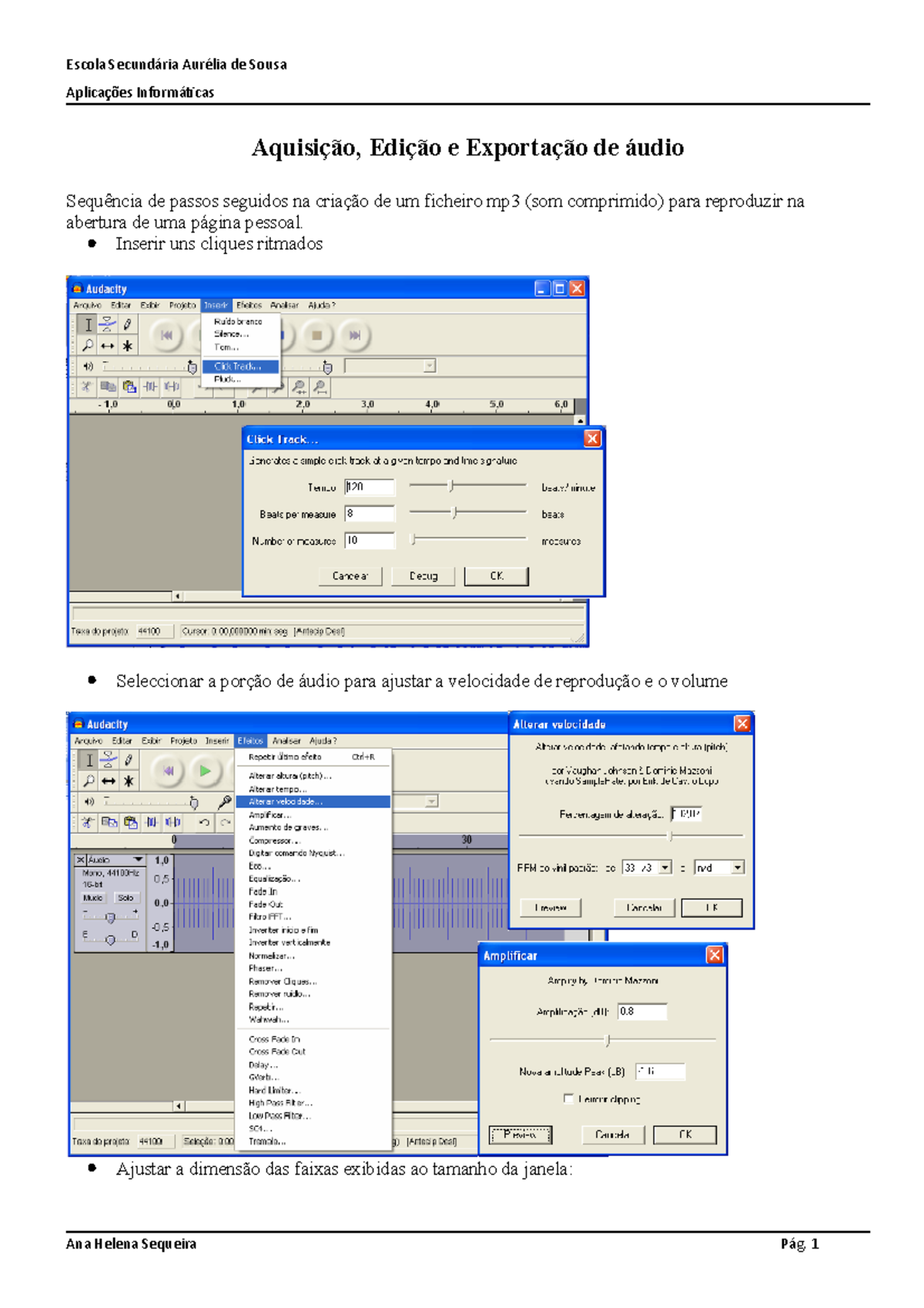 Exercício sobre a unidade som - Aplicações Informáticas Aquisição ...