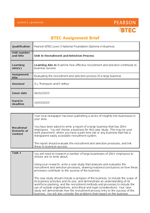 Student Workbook BTEC Unit 2 Developing a Marketing Campaign LO A ...