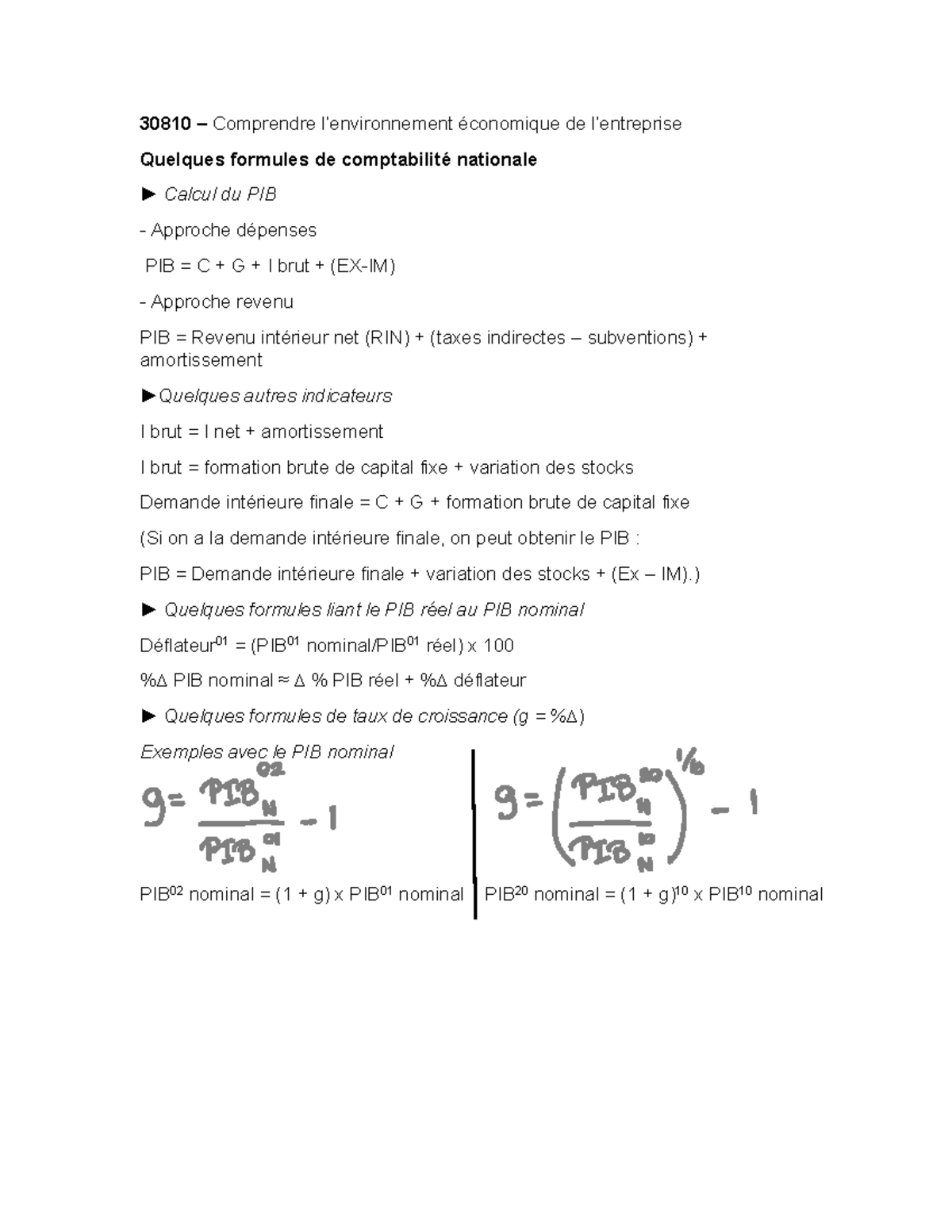 Formules compt. nat - 30810 – Comprendre l’environnement économique de ...