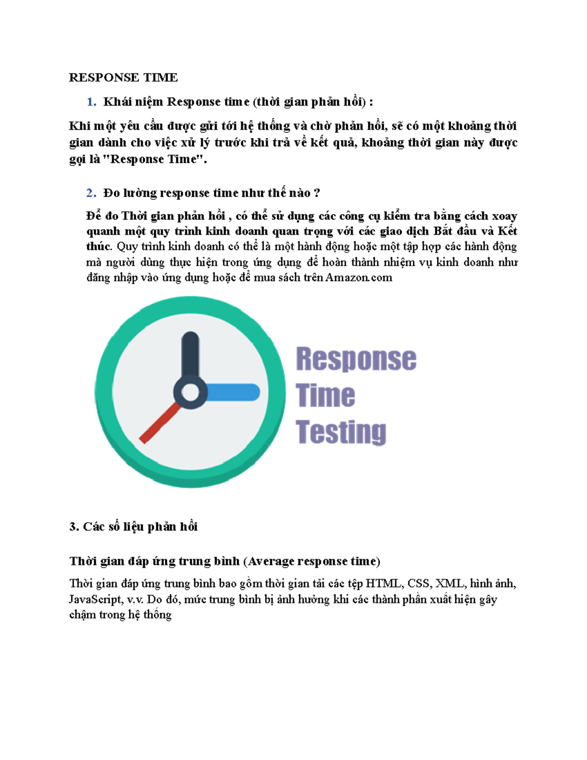 Response-time - sangggg - RESPONSE TIME 1. Khái niệm Response time ...