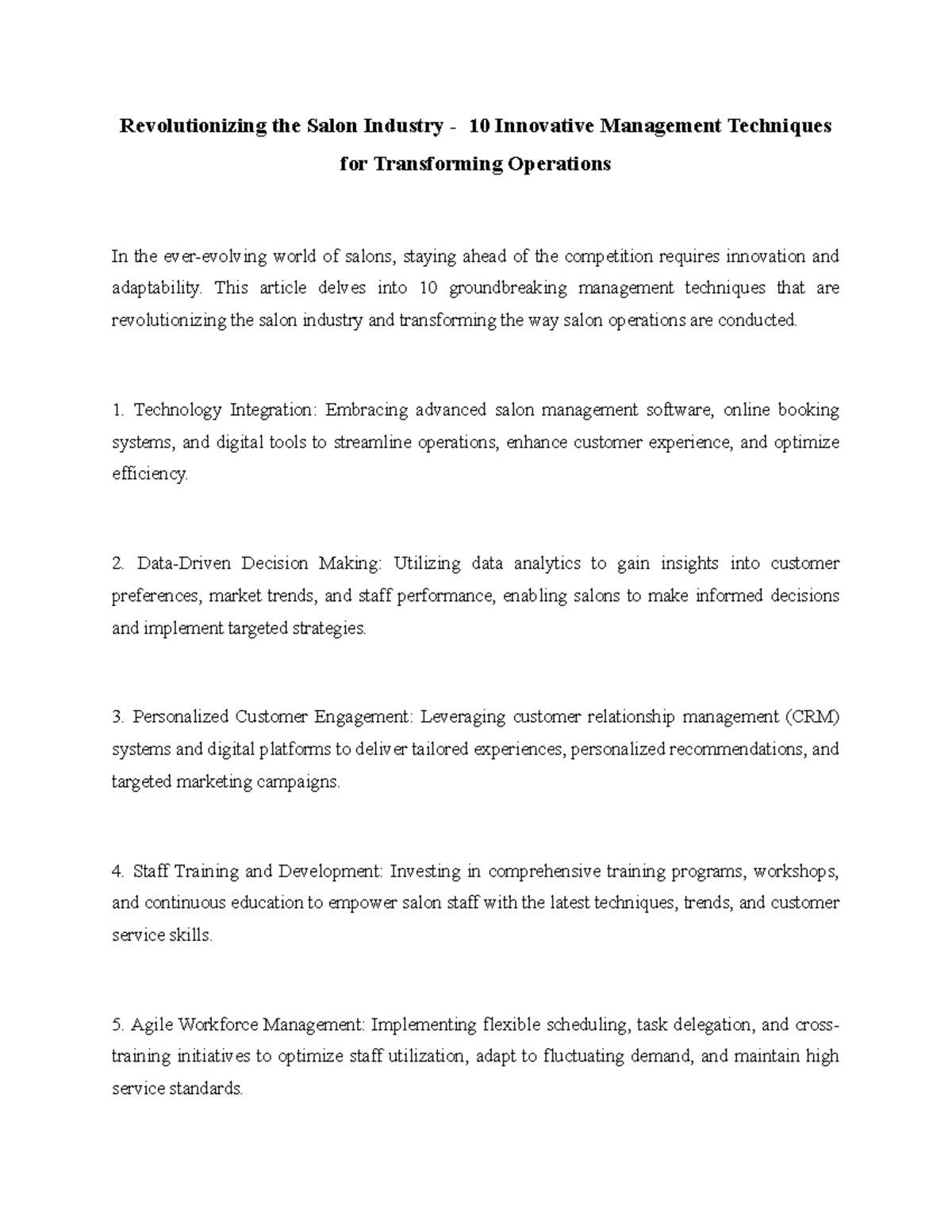 Revolutionizing the Salon Industry - 10 Innovative Management ...